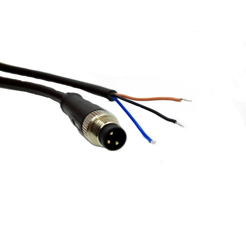 M8 3P male to bare wire sensor pigtail, 2M